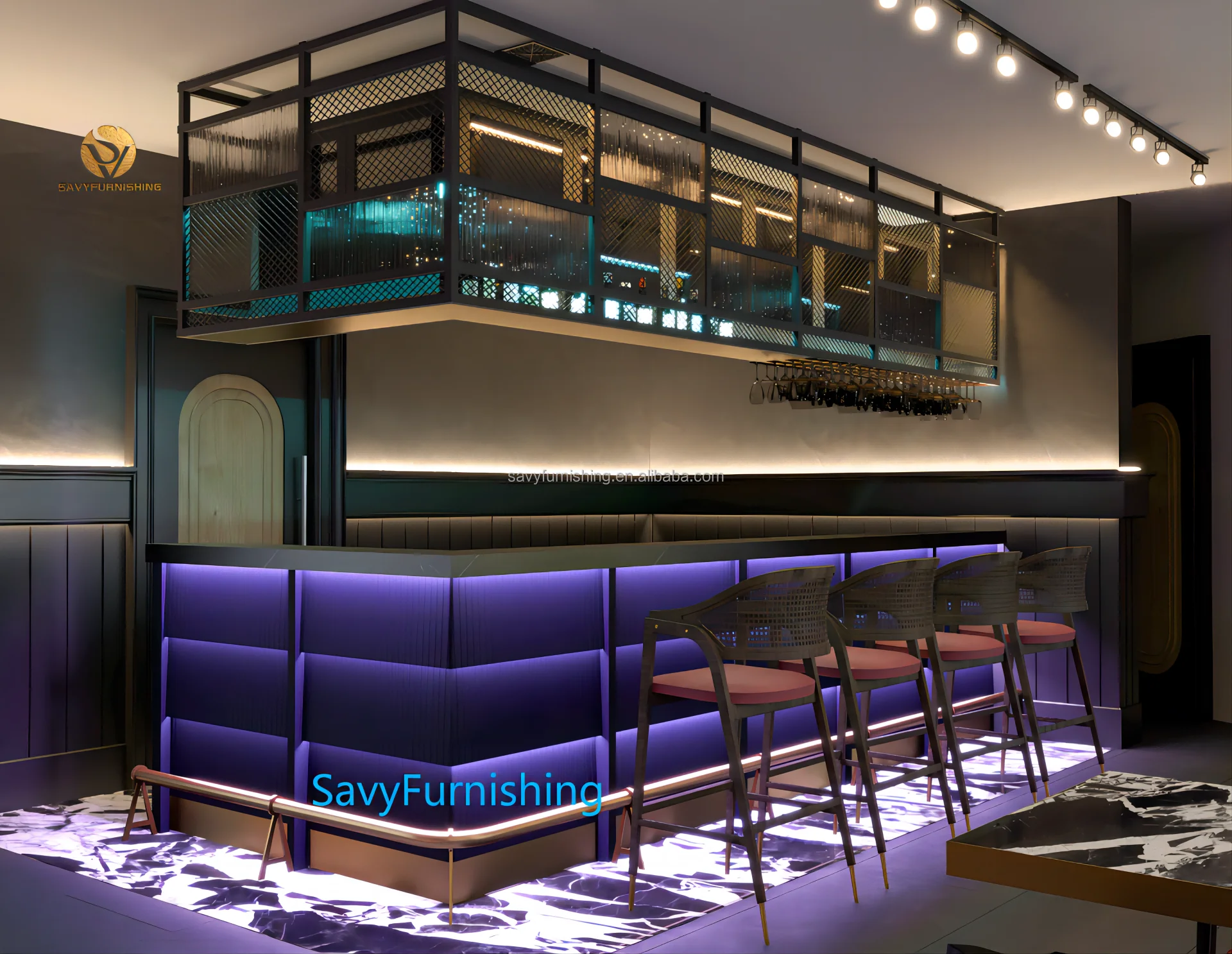 Transparent Illuminated Bar Counter Builder - Luxury Onyx Lighting