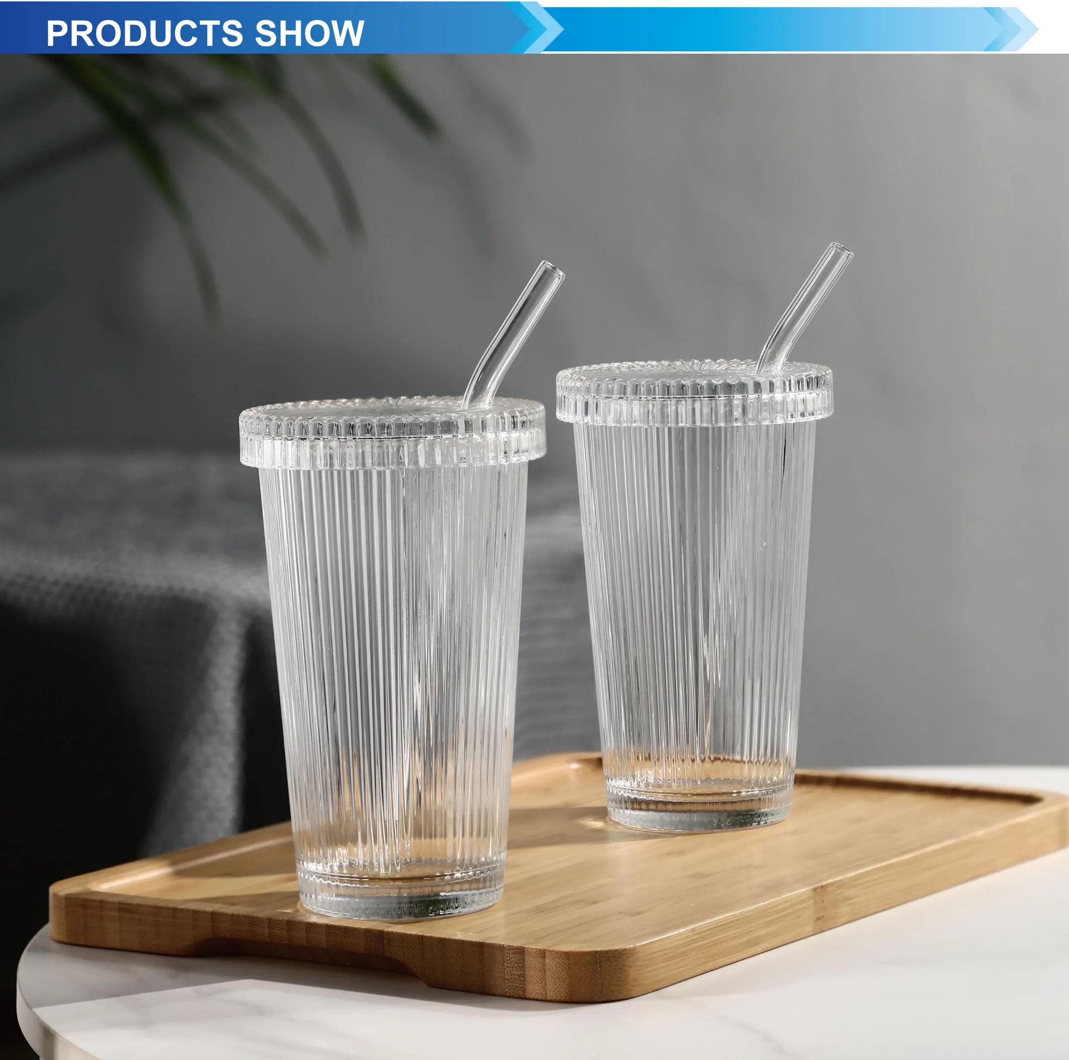 Hot Sale 380ml Transparent Bubble Tea Cup Simple Ribbed Vertical ...