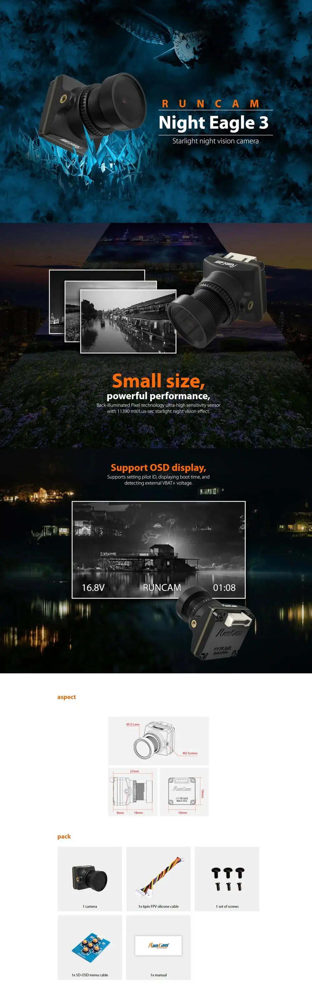 Runcam Night Eagle 3 V2 - Starlight Night Vision Camera