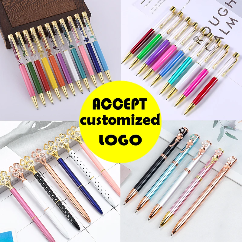 Promotional Custom Metal Click Slim Pens with Rose Gold