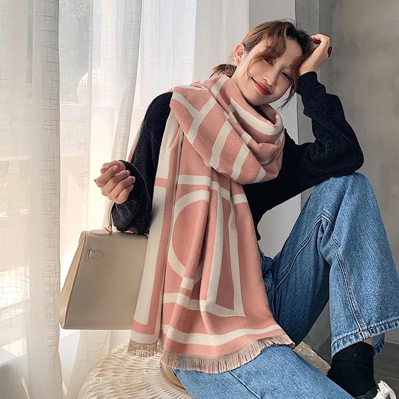Hot Winter Scarf Cashmere Shawl Luxury Letter Print Double Side Scarf ...