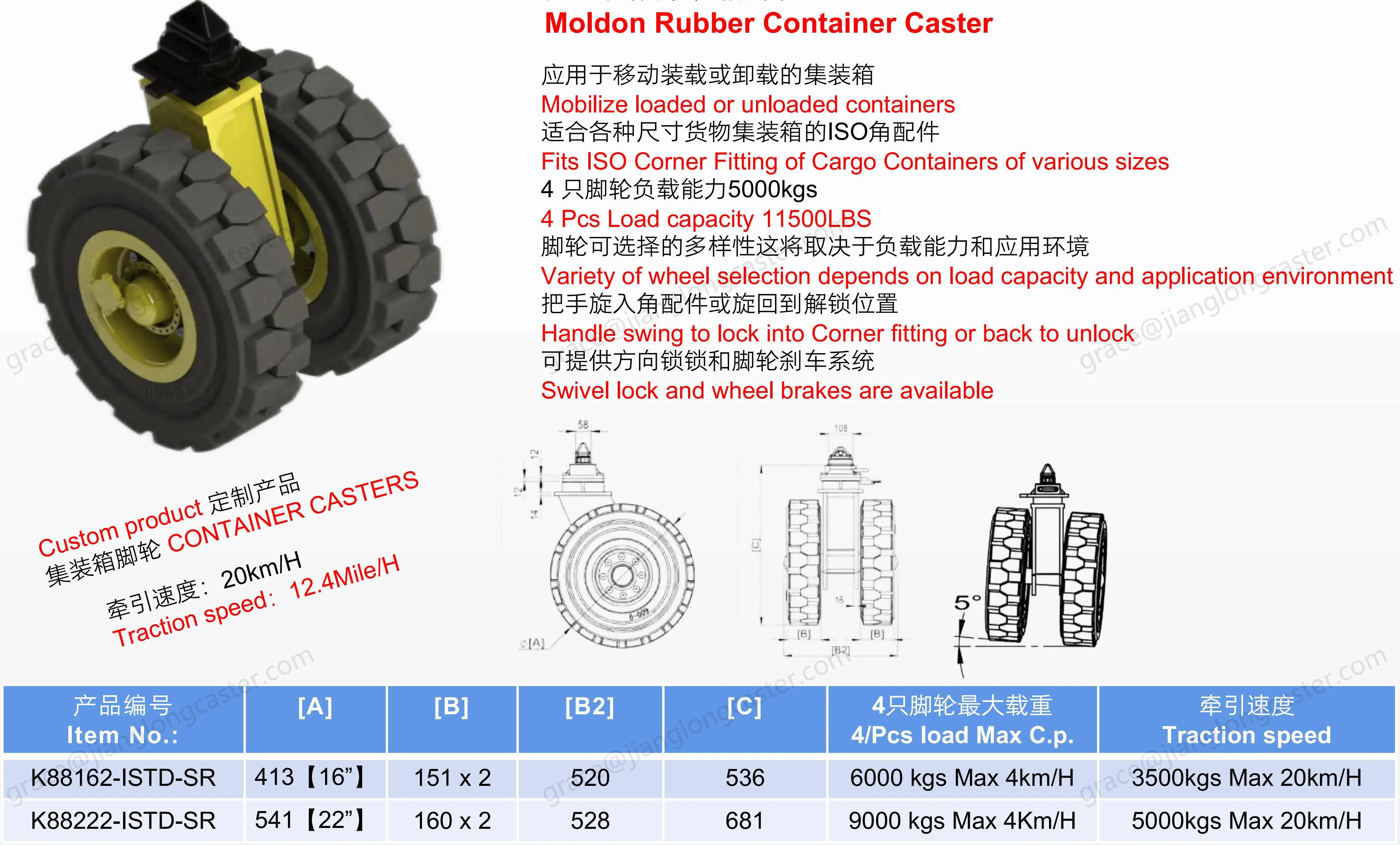 ISO Twistlock Shipping Container Cargo Caster Wheels Container Mobile ...