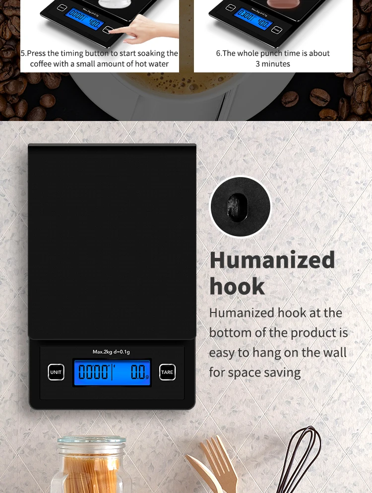 Bascula De Cafe Scale 2kg Kitchen Digital Weighing Balance Mini Coffee ...