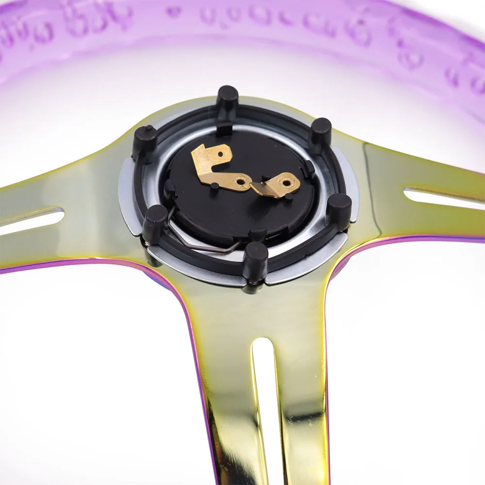 6-hole 350mm Deep Dish VIP Clear Crystal Bubble Neo Spoke Steering Wheel