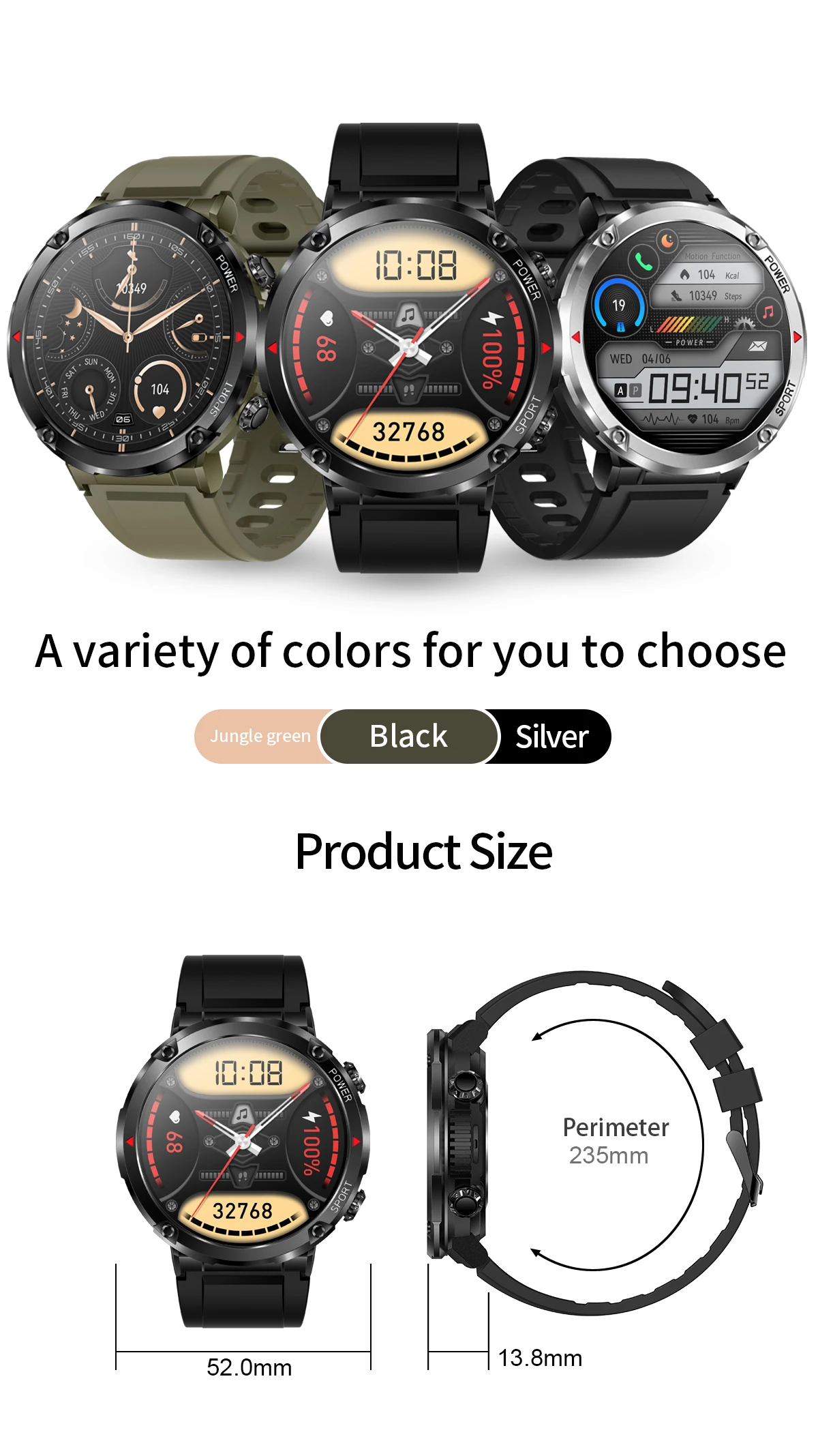 T30 Smartwatch - Heart Rate Tracker & Call Reminders