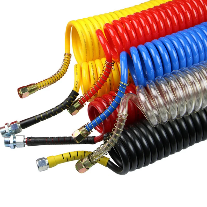 Flex Retractable Coiled Pneumatic Curly Spring Truck Trailer 7.5m Red ...