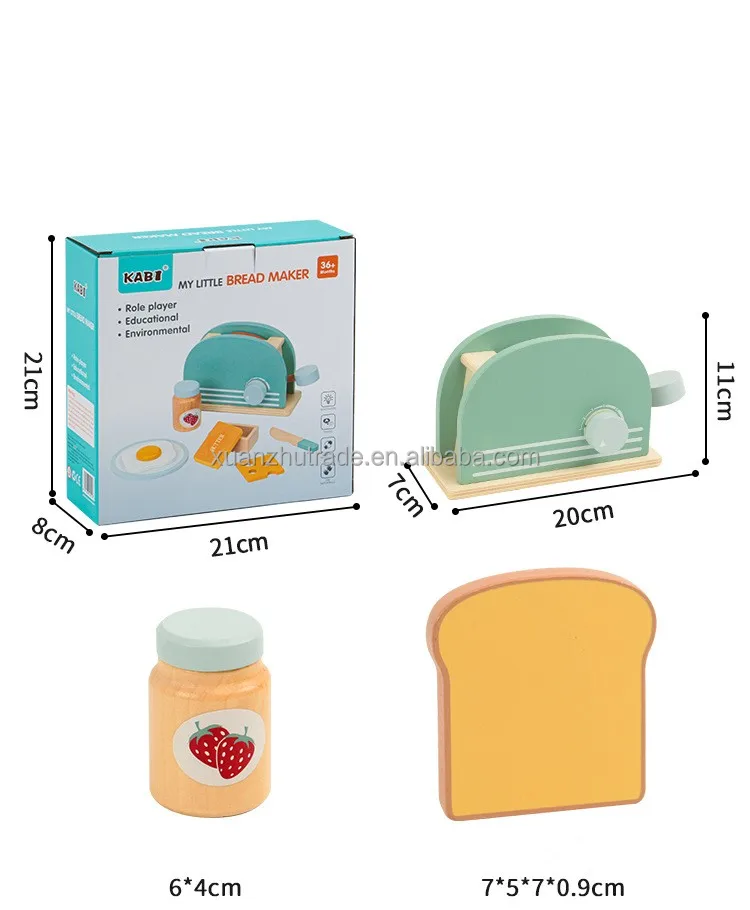 Wooden Toaster Machine Toy Set Parent-child Game Children Montessori ...