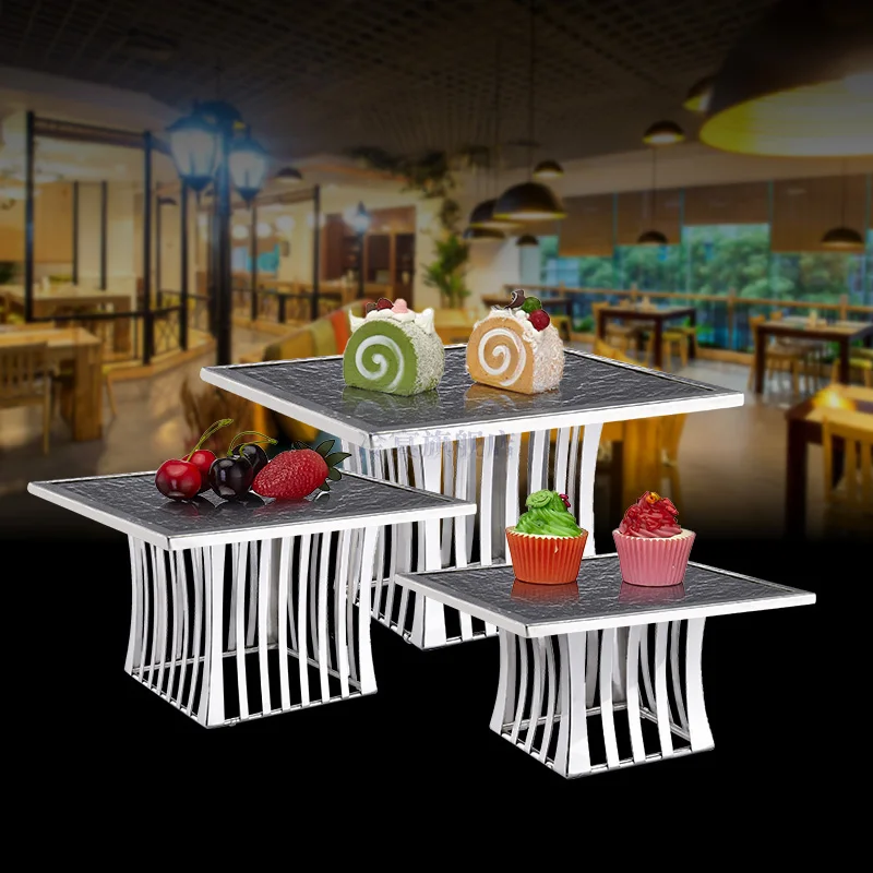 Luxury Gold Modern Stainless Steel Buffet Stands Square Wedding Food ...