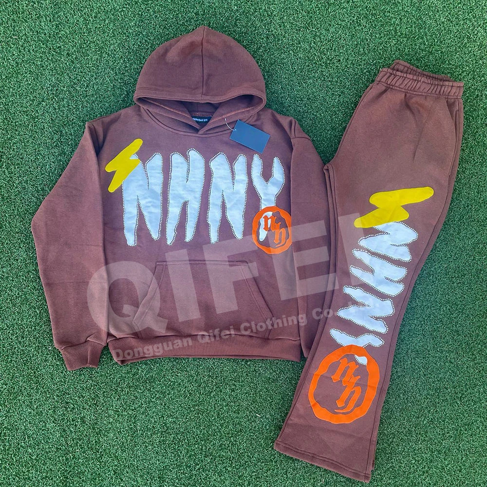 Custom 3D Puff Print Sweatsuits - Oversized Fleece Tracksuit Set for Men