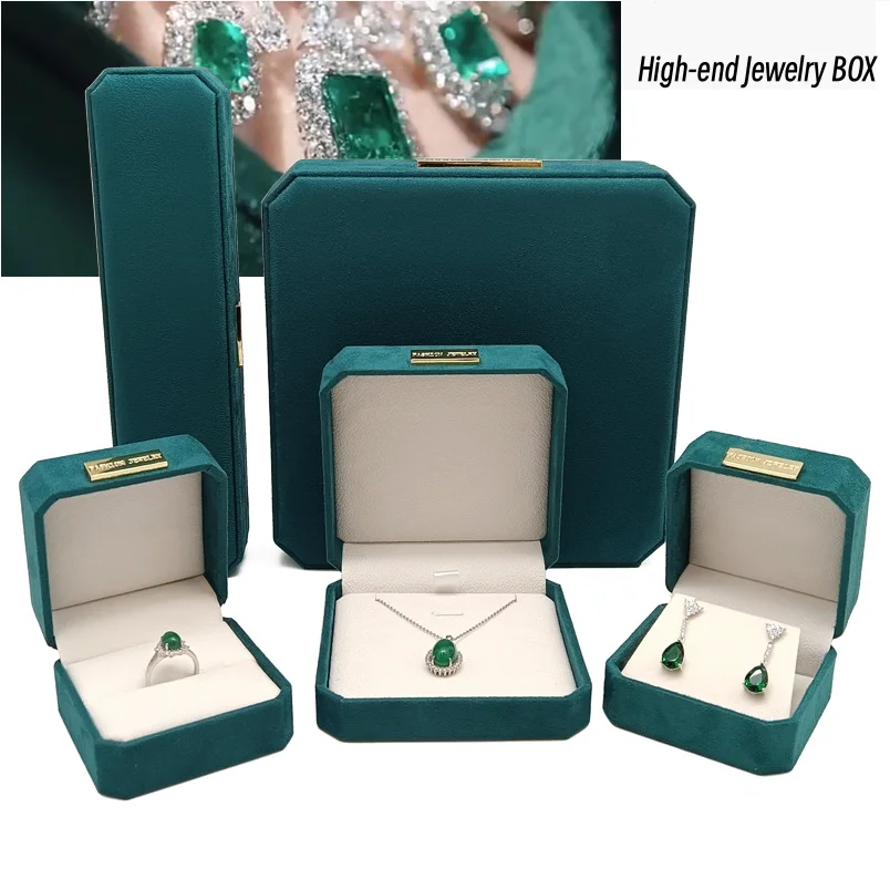 Huayue Luxury Gold Label Jewellery Packaging High-end Green Velvet ...