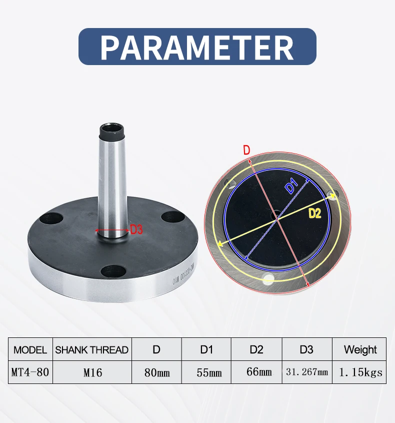 MT4 Chuck Flange Lathe Adapter 80MM - Fix Type Morse Taper