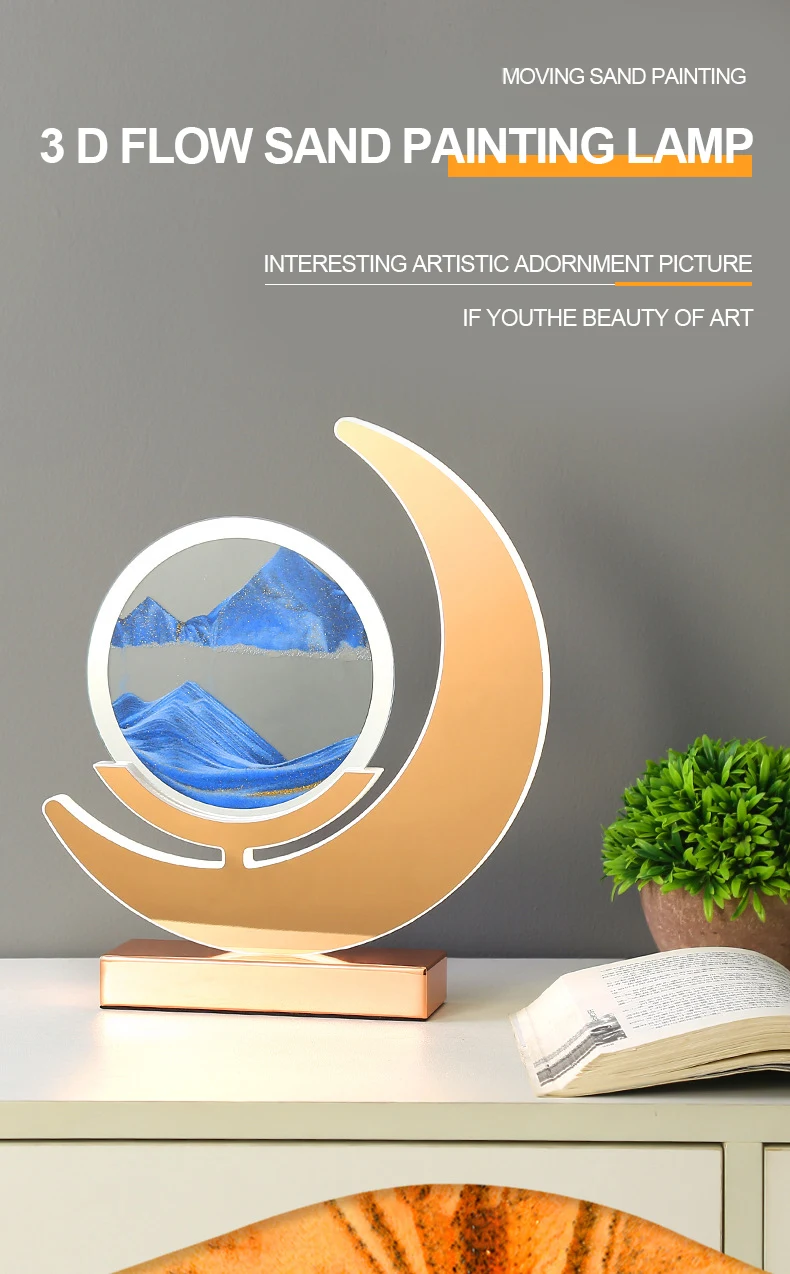 Led Glass 3d Moving Sand Lamp Flowing Quick Sands Of Time Art Picture ...