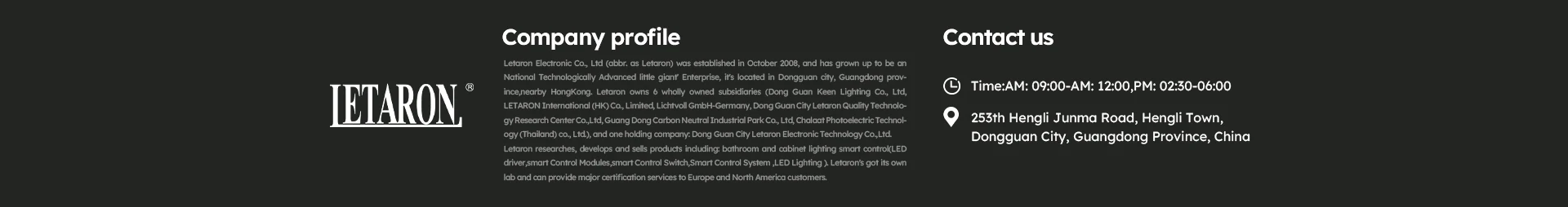 Company Overview - Letaron Electronic Co., Ltd.