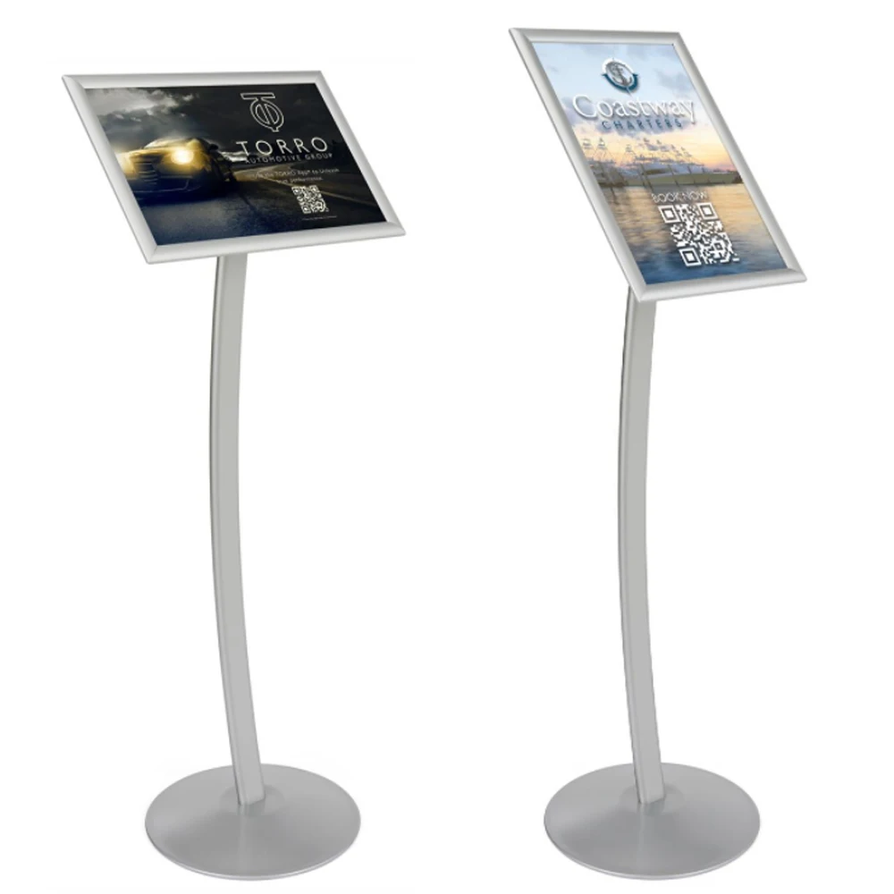 Curved Post Menu Poster Floor Stand Landscape or Portrait Adjustable ...