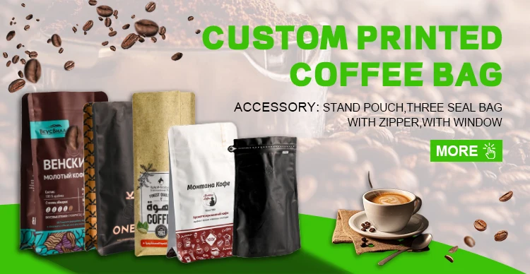 Custom Printed Roasted Bean Flat Bottom Zip Lock Coffee Packaging Bags ...