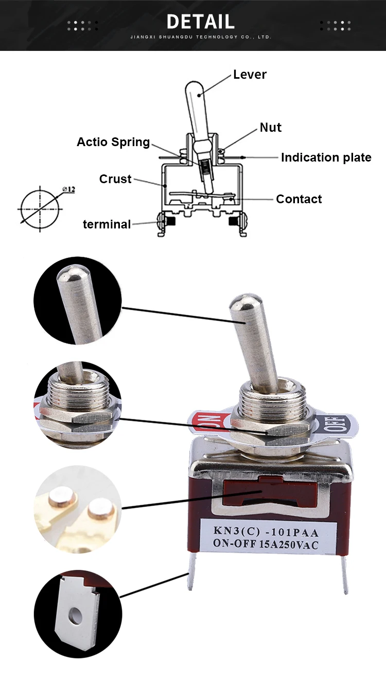 15a/250vac Auto Reset Toggle Switch Toggle Switch With Lamp Ip67 Toggle Switch - Buy Switch ...