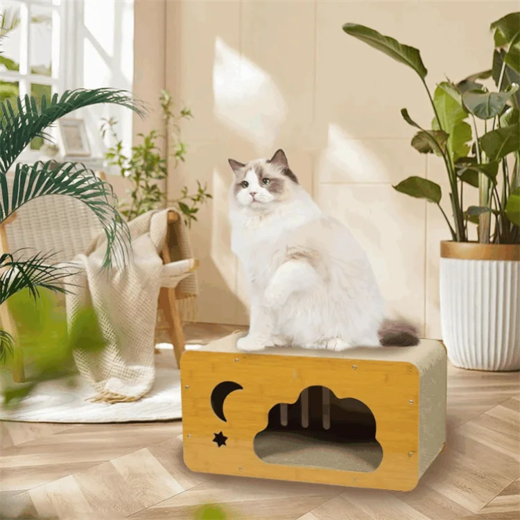 Cat Scratcher House Cardboard Cat House Indoor Easy To Assemble Cat ...