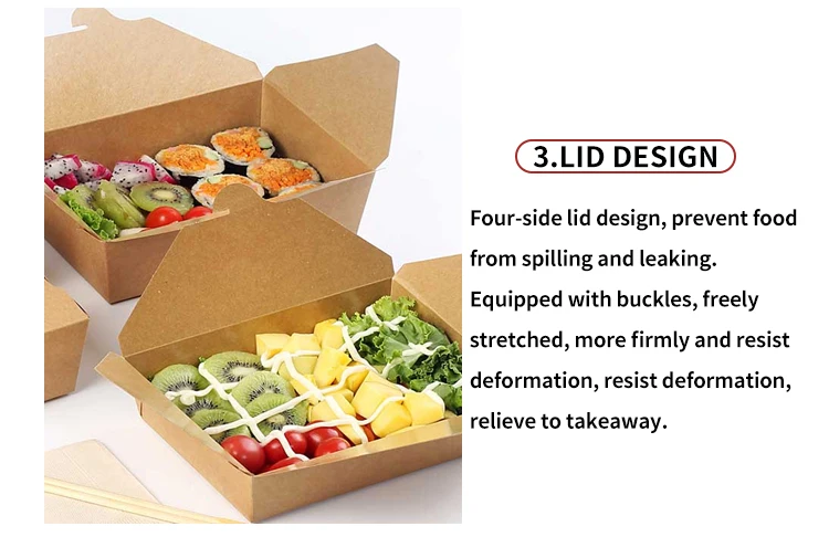 Kraft Paper Box Disposable Customized Take Away Paper Lunch Box - Buy ...