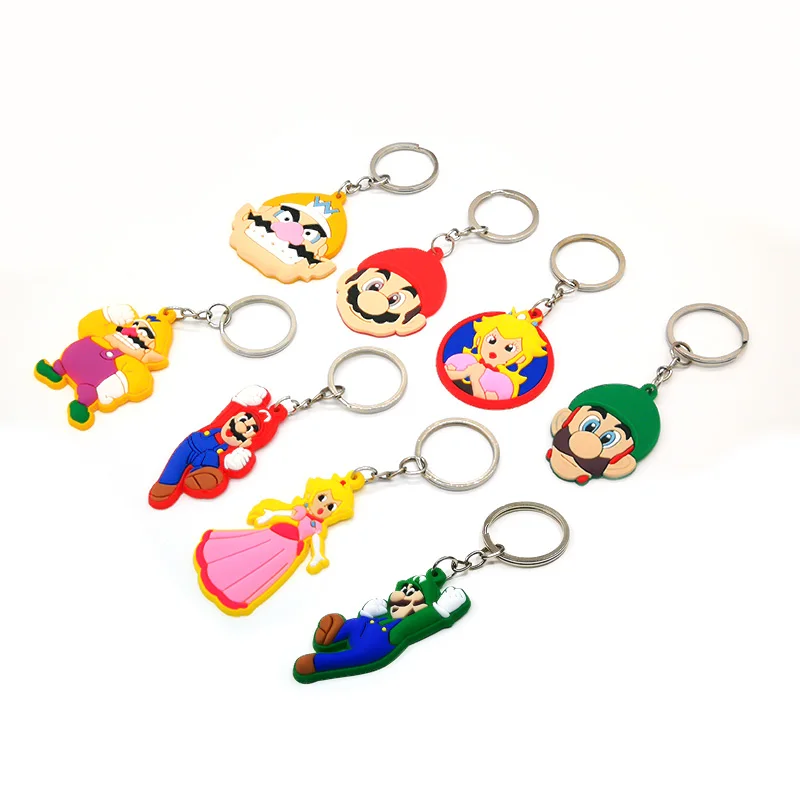 Silicon Key Ring Hot Game Character Mario Luigi Peach Wario Keychain ...