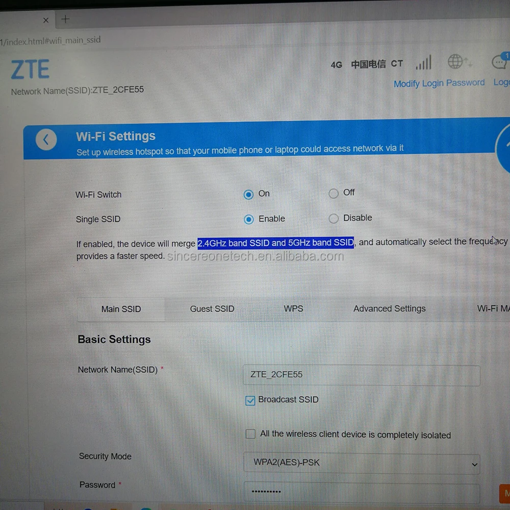 ZTE MF296R CPE Router - 4G 300mbps with Carrier Aggregation