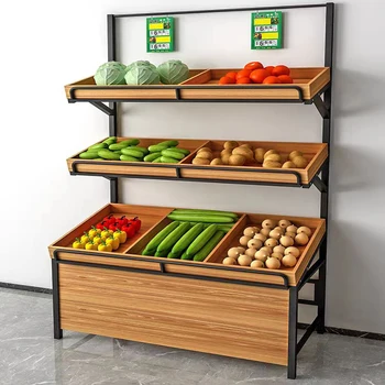 Wooden Wall Fruit Vegetable Stand Design Shelves Fruit Display Stand ...