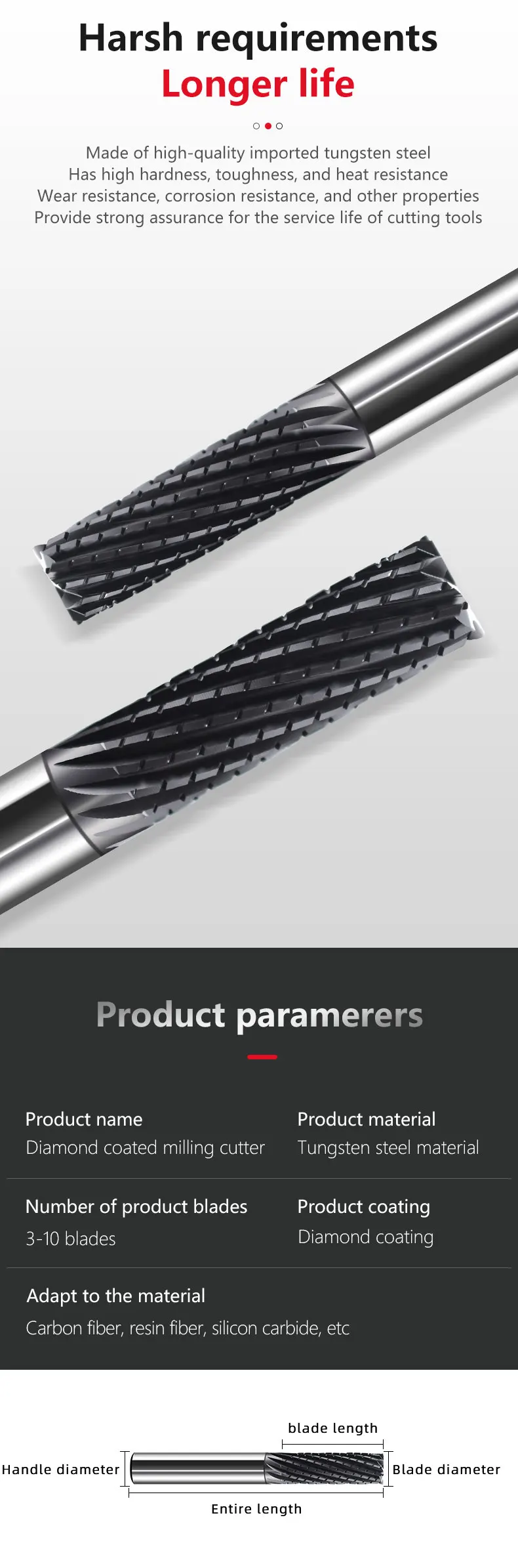 Kf Corn Tooth Milling Cutter With Diamond Graphite Coating End Mill ...