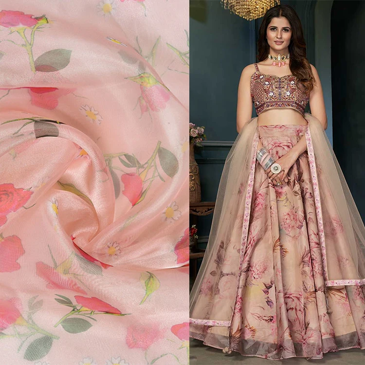 Custom Embroidery Tissue Organza Fabric For Making Dress Silk Printed ...