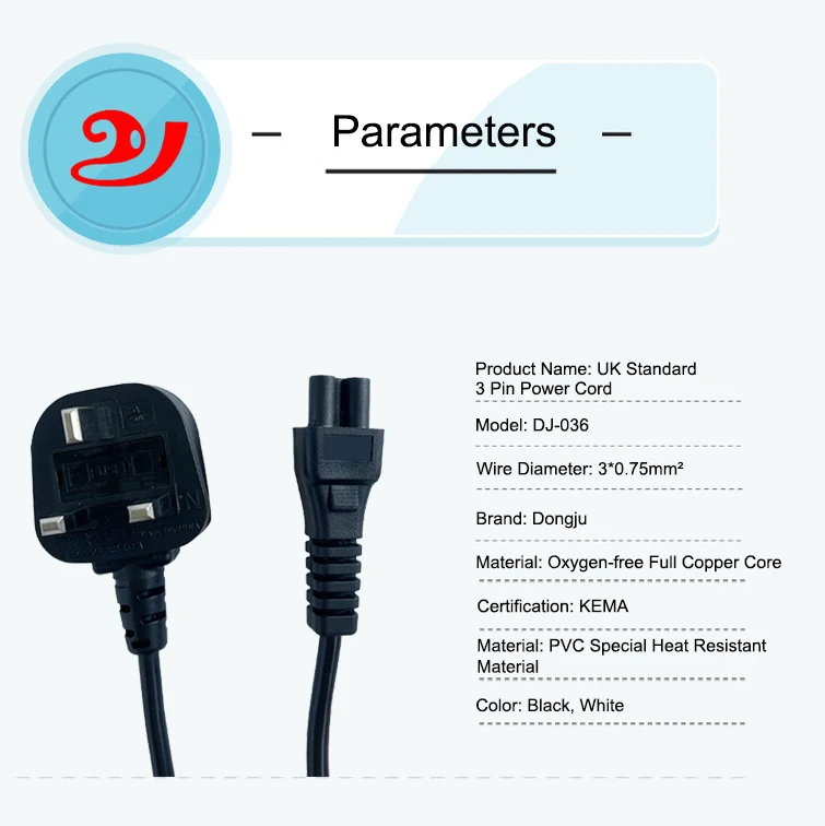 1.5m Uk Plug 3 Prong 1.2m Notebook Laptop Power Cable Power Supply ...