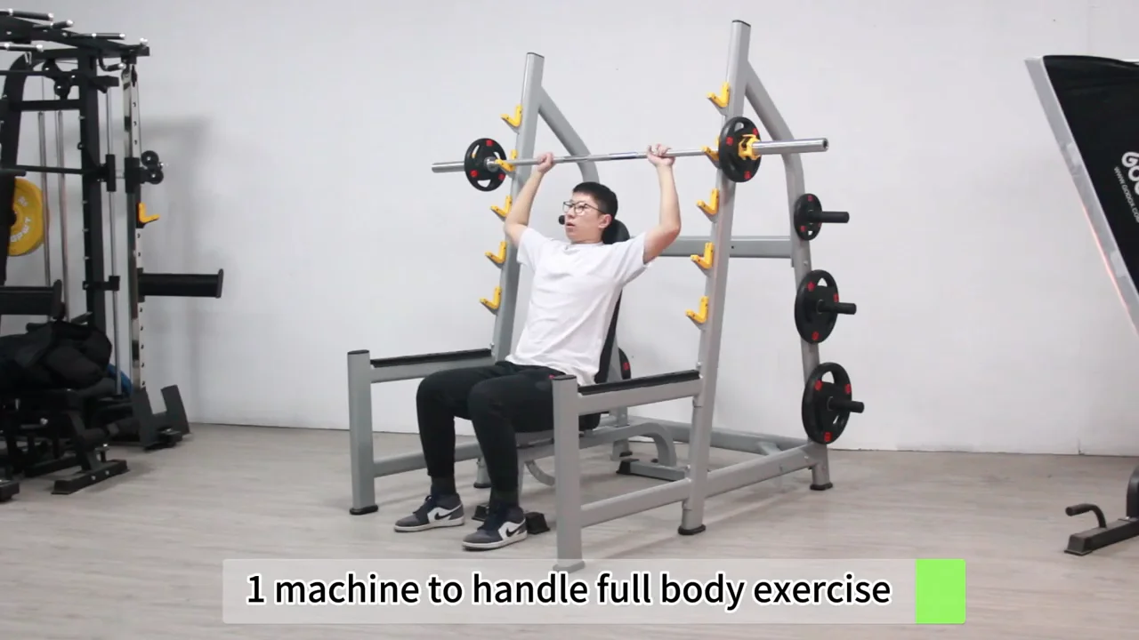 Gym Fitness Seated Bench Adjustable Bench Press Bar Set Weightlifting ...