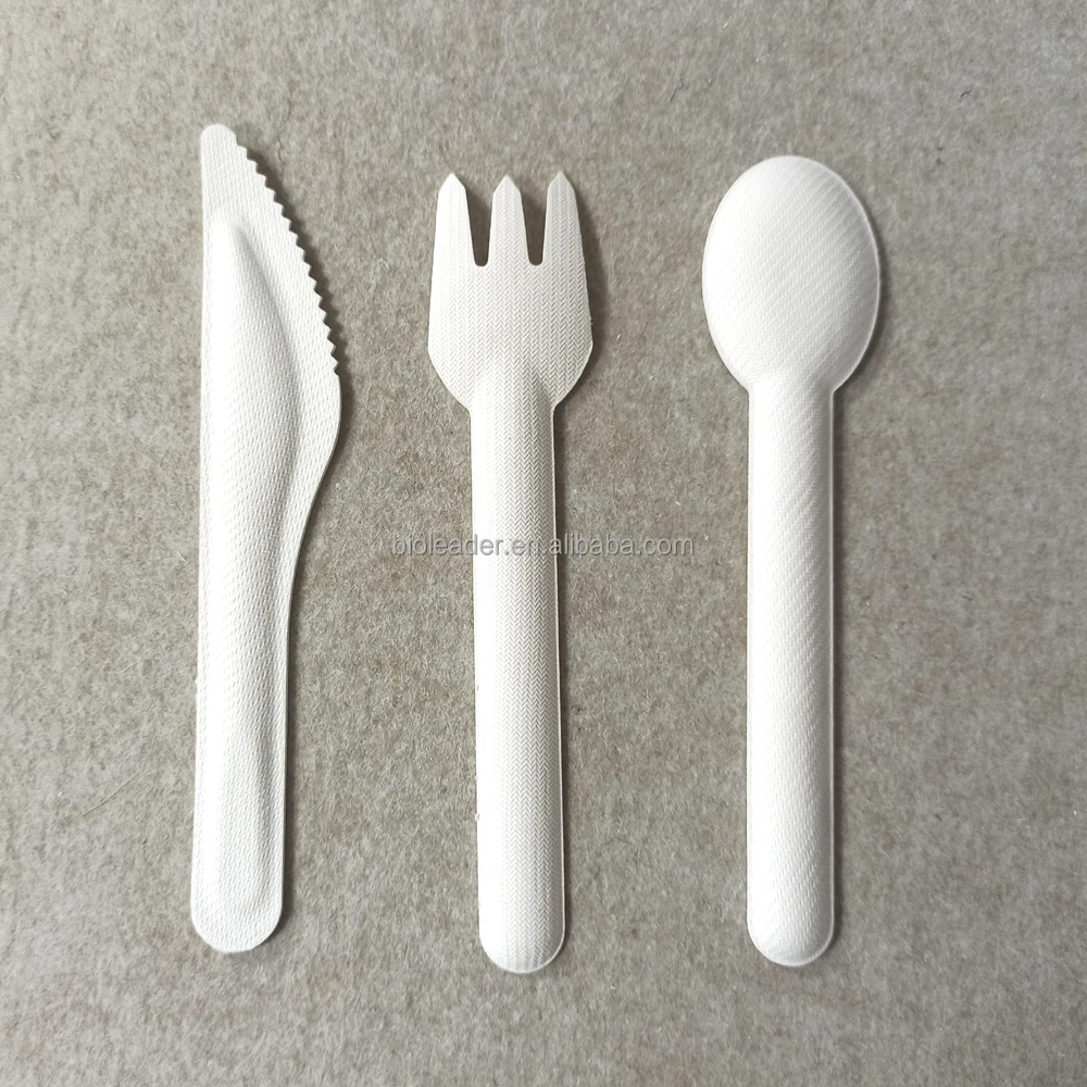 Biodegradable Compostable Sugarcane Bagasse Paper Cutlery Fiber Pulp ...