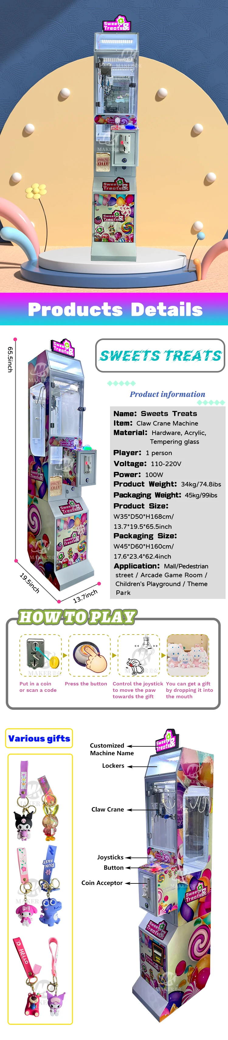 Wholesale Coin Operated Candy Arcade Game Cheap Mini Claw Machine Small ...