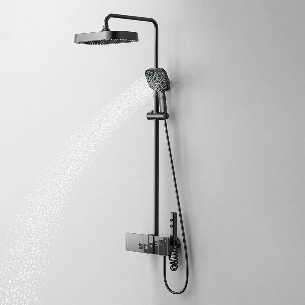 Bathroom Shower System Piano Key Led Shower Set Digital Temperature ...