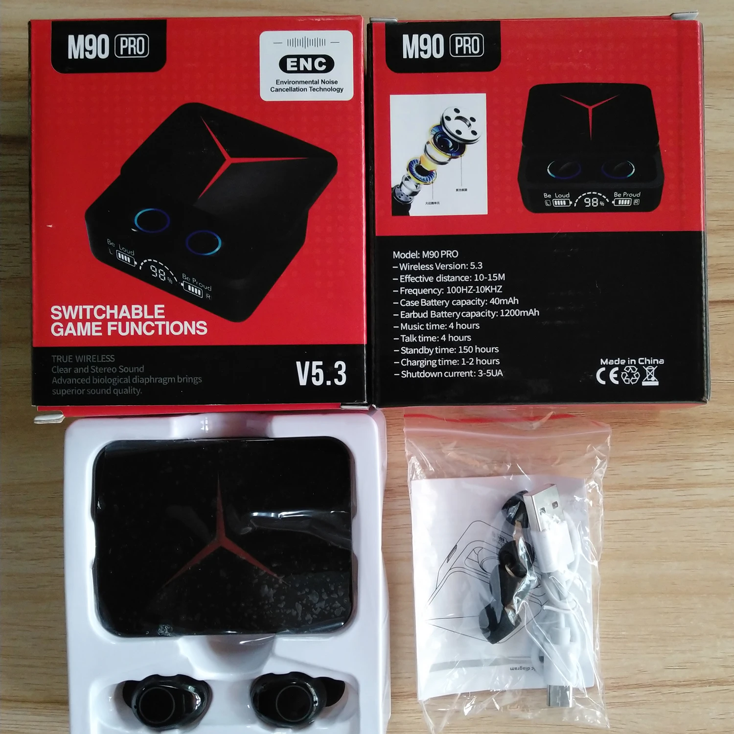 M9 Tws M90 Earbud Ear Stereo Hifi Wireless Headphone Bt 5.3 Touch ...