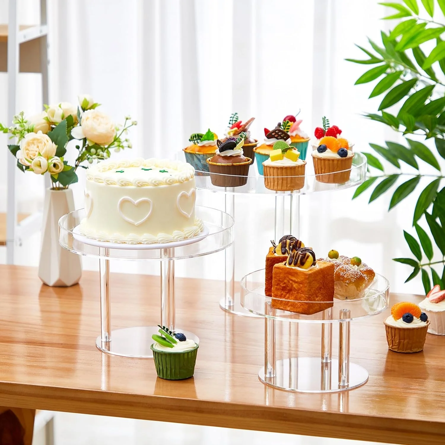 3 Pcs Clear Acrylic Cake Stand Sets for Dessert Display