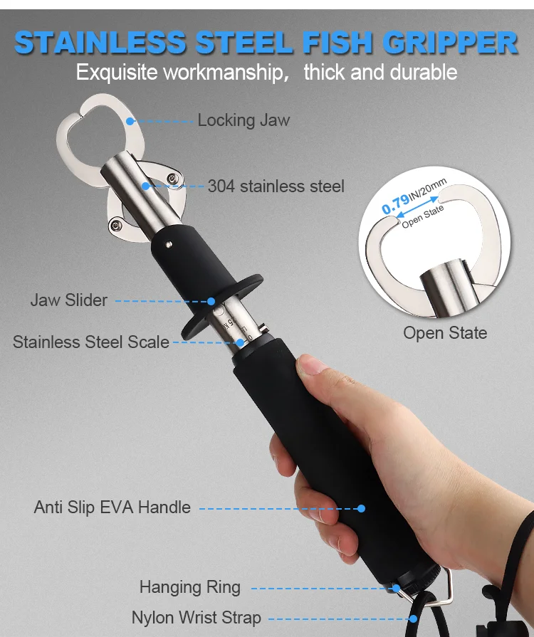 Yueyang Stainless Steel Fishing Gripper With Scale Fish Lip Grabber ...