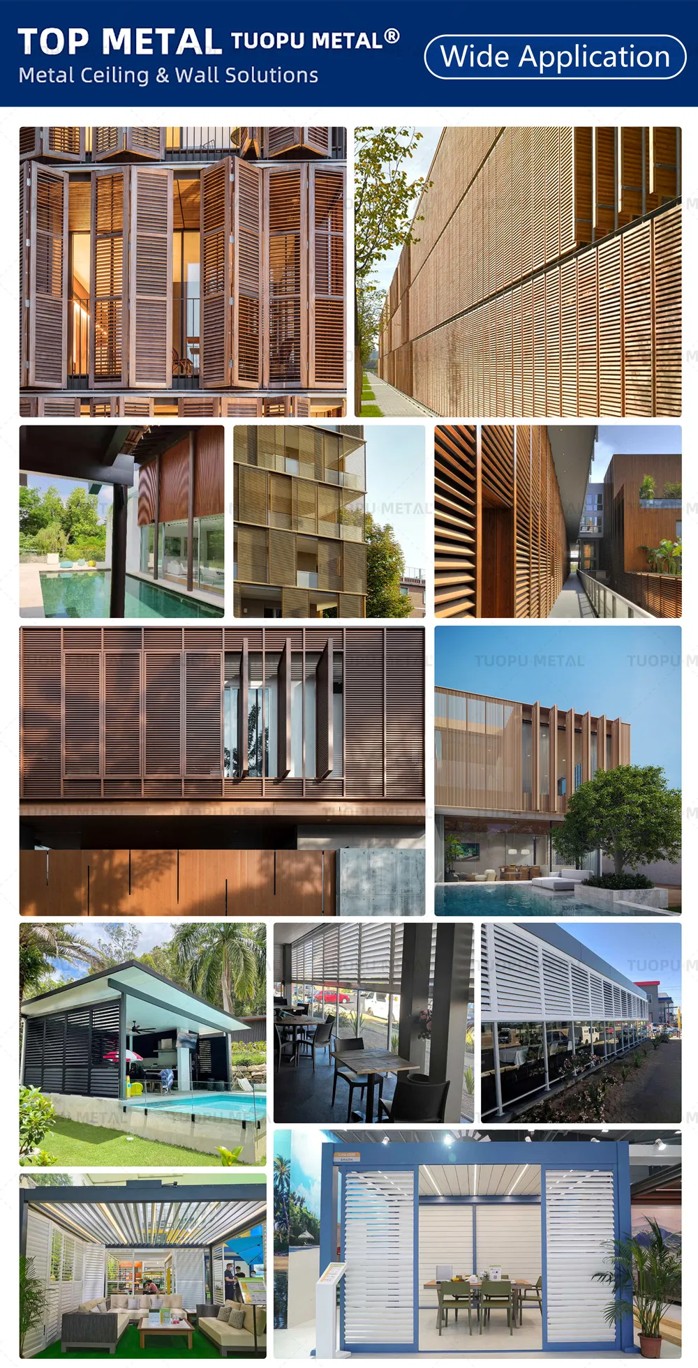Exterior Cladding Facade Sliding Metal Wall Screen Aluminum Window Louver