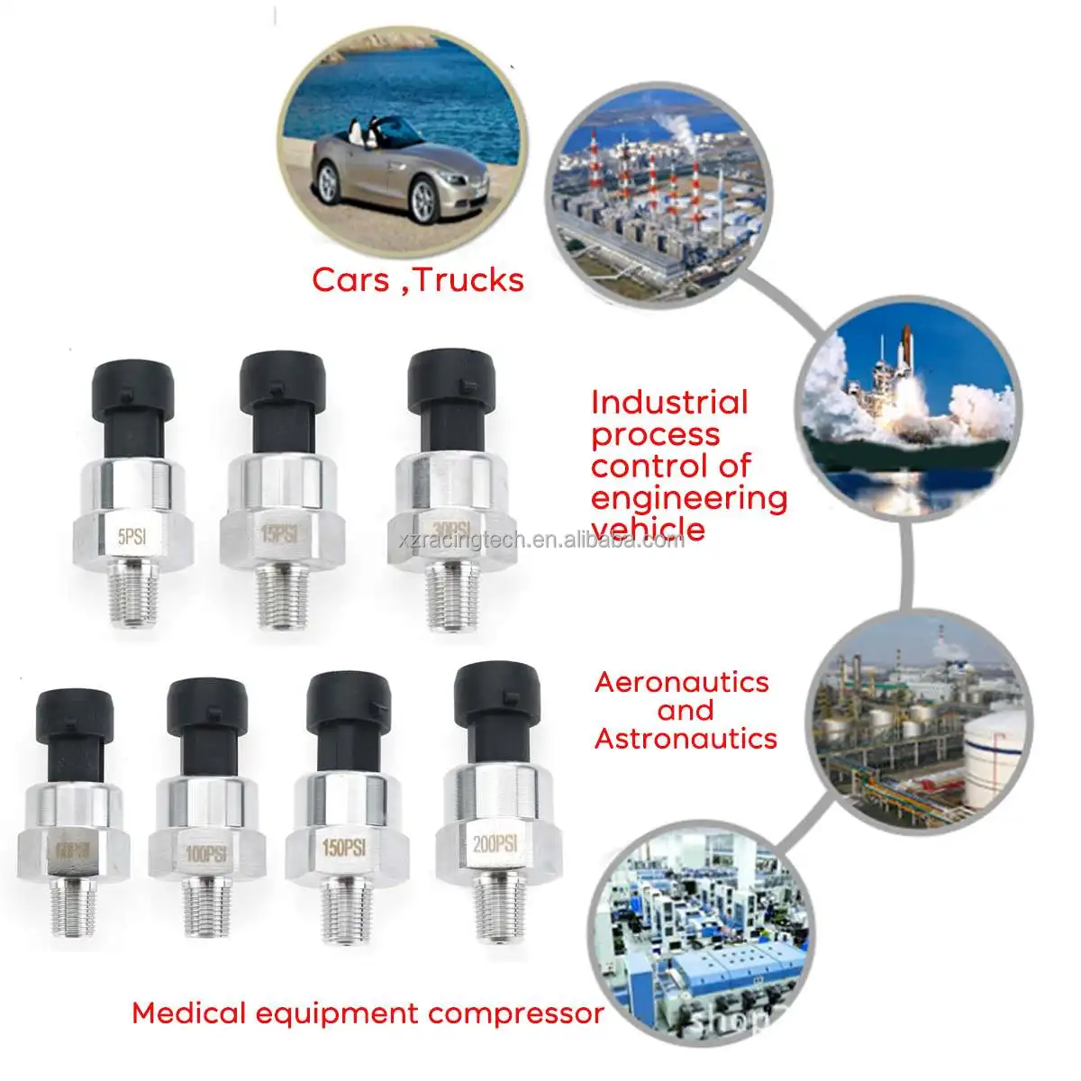 500psi Pressure Transducer Sender Sensor Stainless Steel For Oil Fuel ...