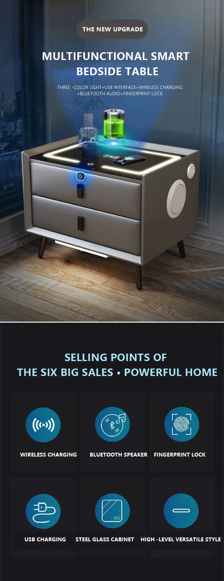 Smart Nightstand Bedside Table - Modern & Durable Design