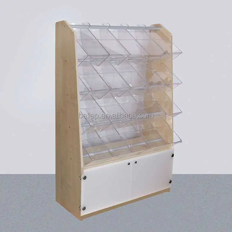 Custom Candy Store Furniture 4 Tier Acrylic Bin Bulk Food Stand Floor ...