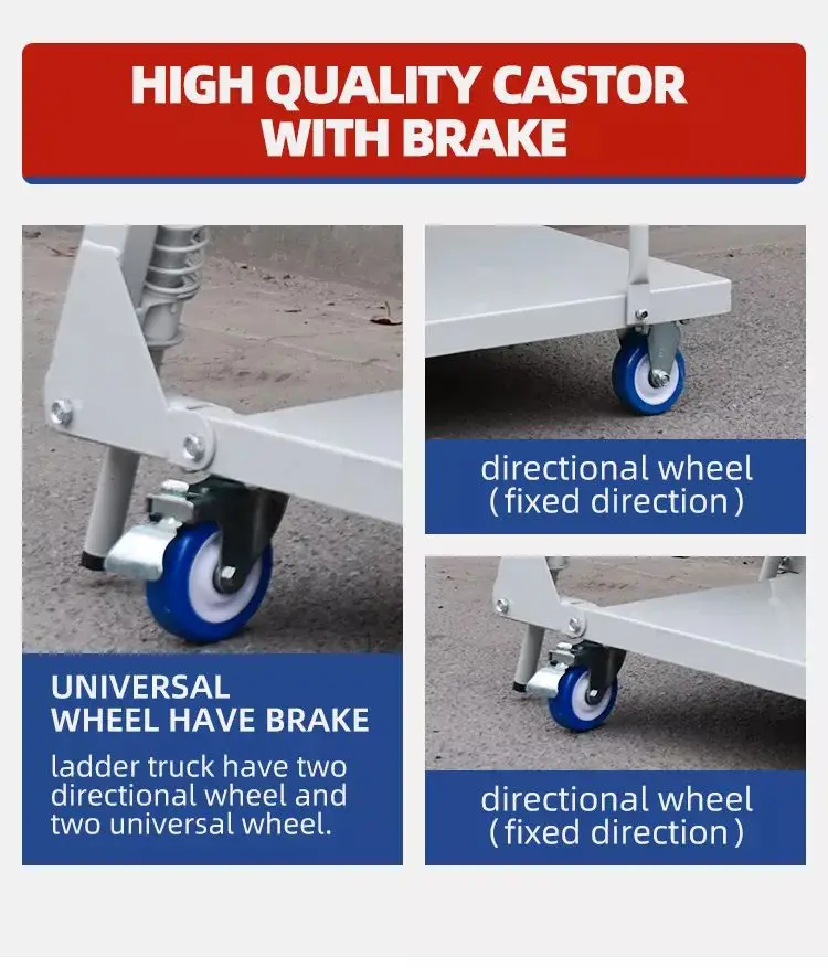 Warehouse Steel Rolling Mobile Step Platform Ladder Cart with Wheels