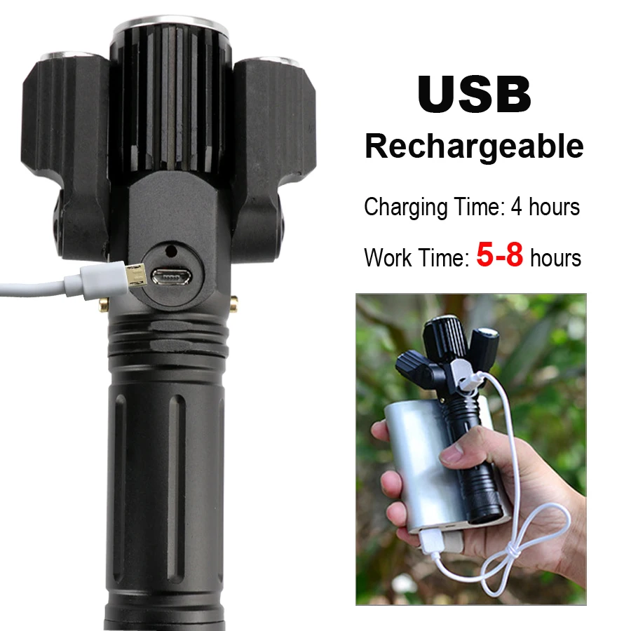 Bike Light 1000 Lumen Flashlight For Usb Rechargeable 18650 Battery Mtb ...