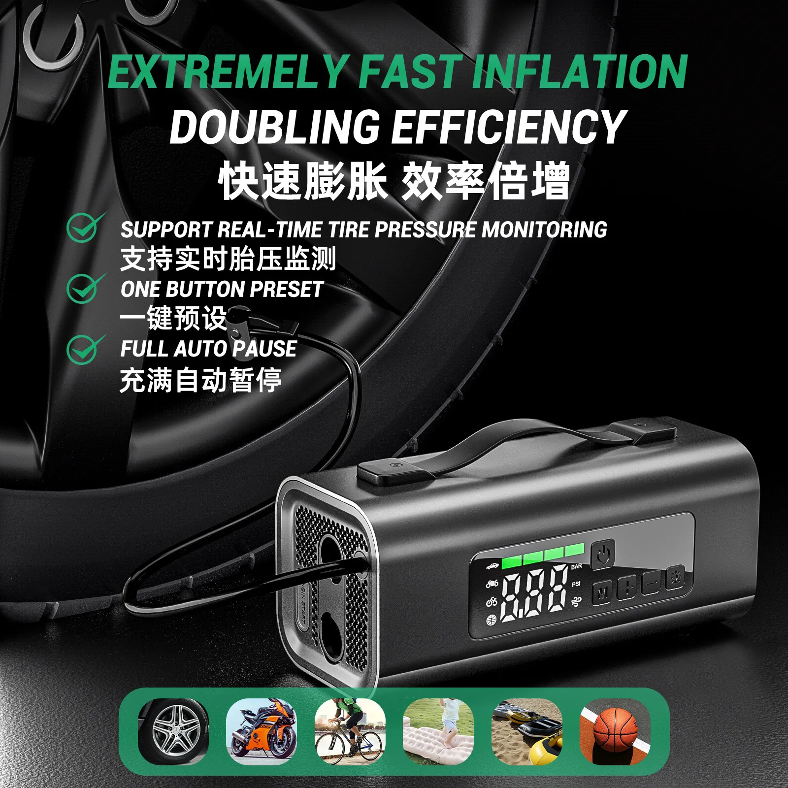 Portable Mini Tire Inflator Mini Compressor 12v Auto Air Compressor ...