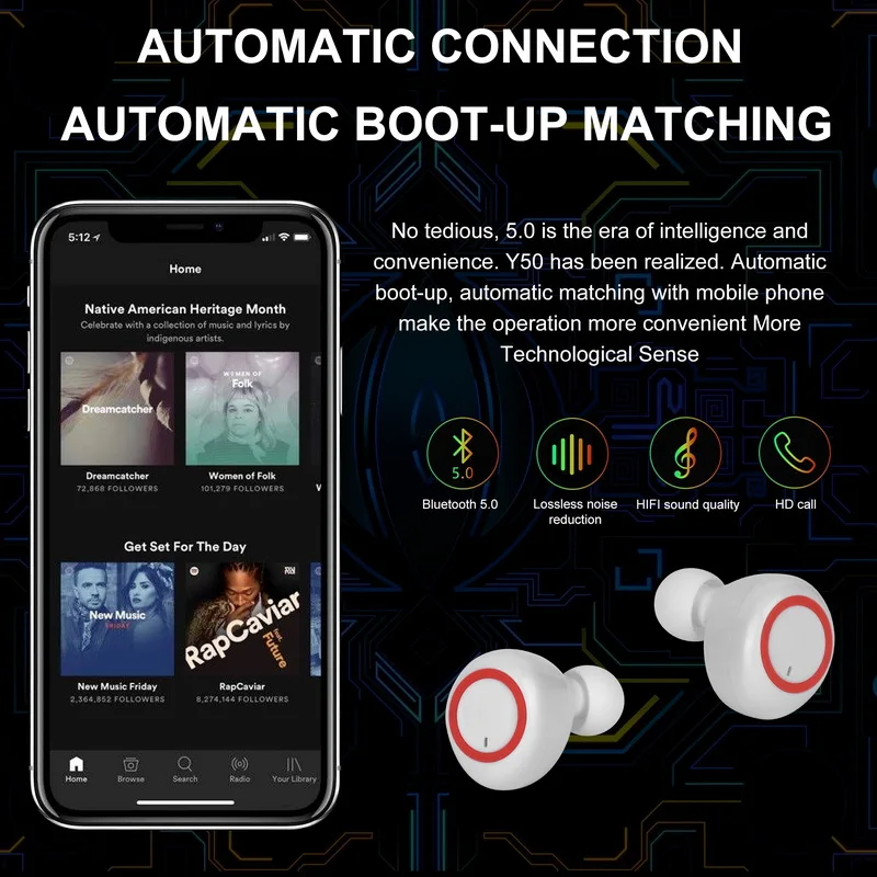 OEM Professional TWS Y50 Earbuds - Bluetooth V5.3, IPX-6 Waterproof ...