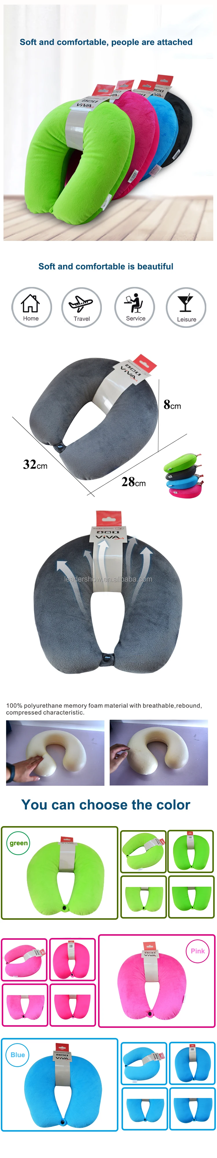 Colorful Custom Nap U Shape Neck Pillow Memory Filling U-shaped Travel ...