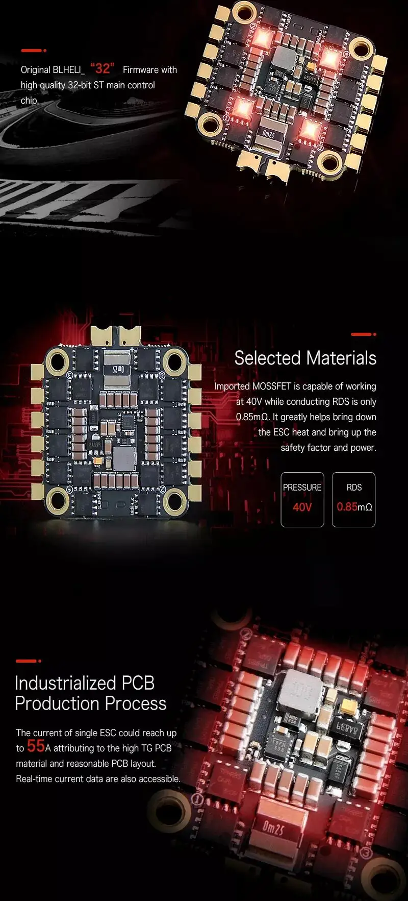 T-motor F7 Pro Flight Controller Hd Version F55a Ii Fly Tower 6s 4 In 1 ...