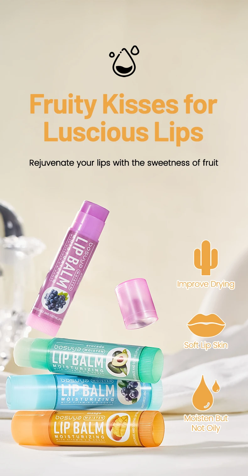 6 Flavors Lips Care Bulk Colorful Plant Extract Moisturizing Lip Balm ...
