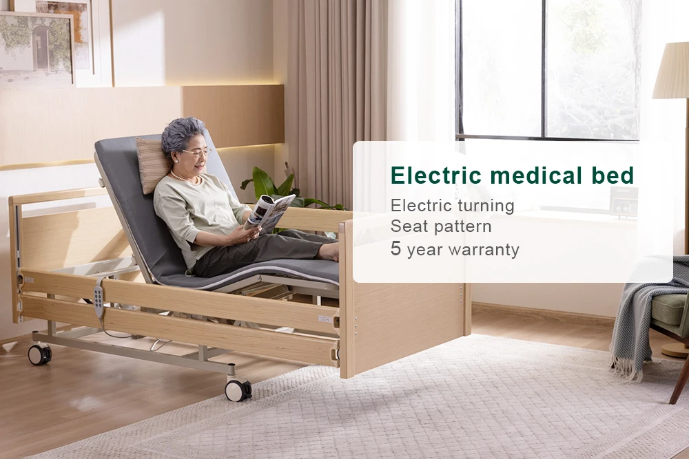 Tecforcare Electric Nursing Bed Home Care Bed For The Elderly Wood ...
