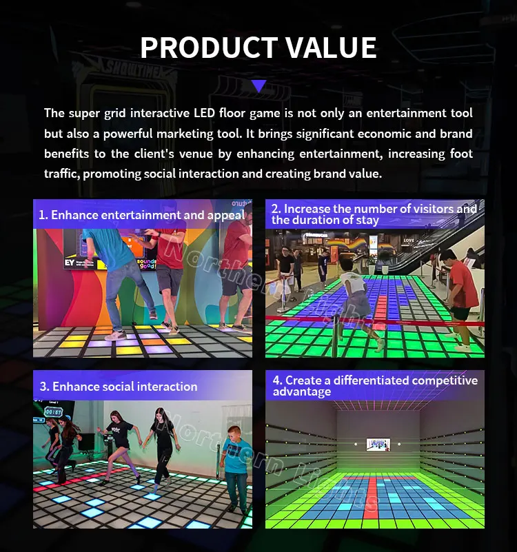 Interactive Light Active Game LED Floor 30x30cm for Dance Room for ...