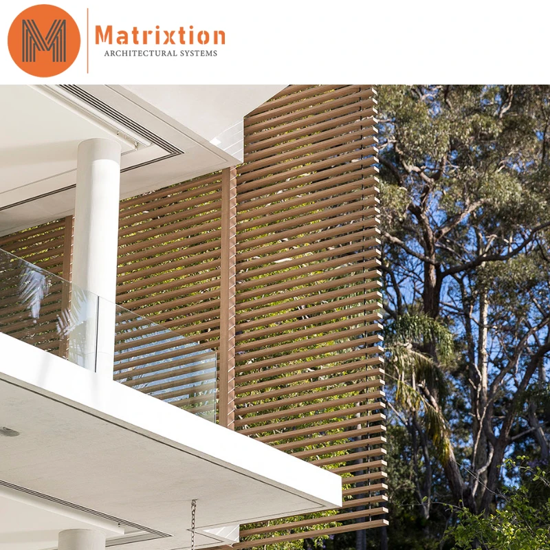 Timber Look Horizontal Batten Aluminum System for Modern Building Facades
