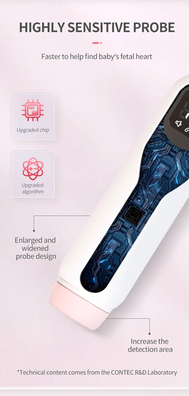 CONTEC10D Ultrasound Fetoscope - Digital Doppler Ultrasound